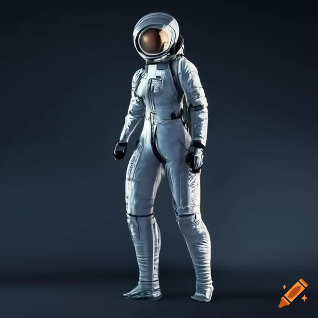 Woman in space suit without helmet