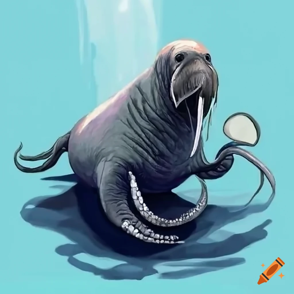 Image of a hybrid octopus walrus in water on Craiyon