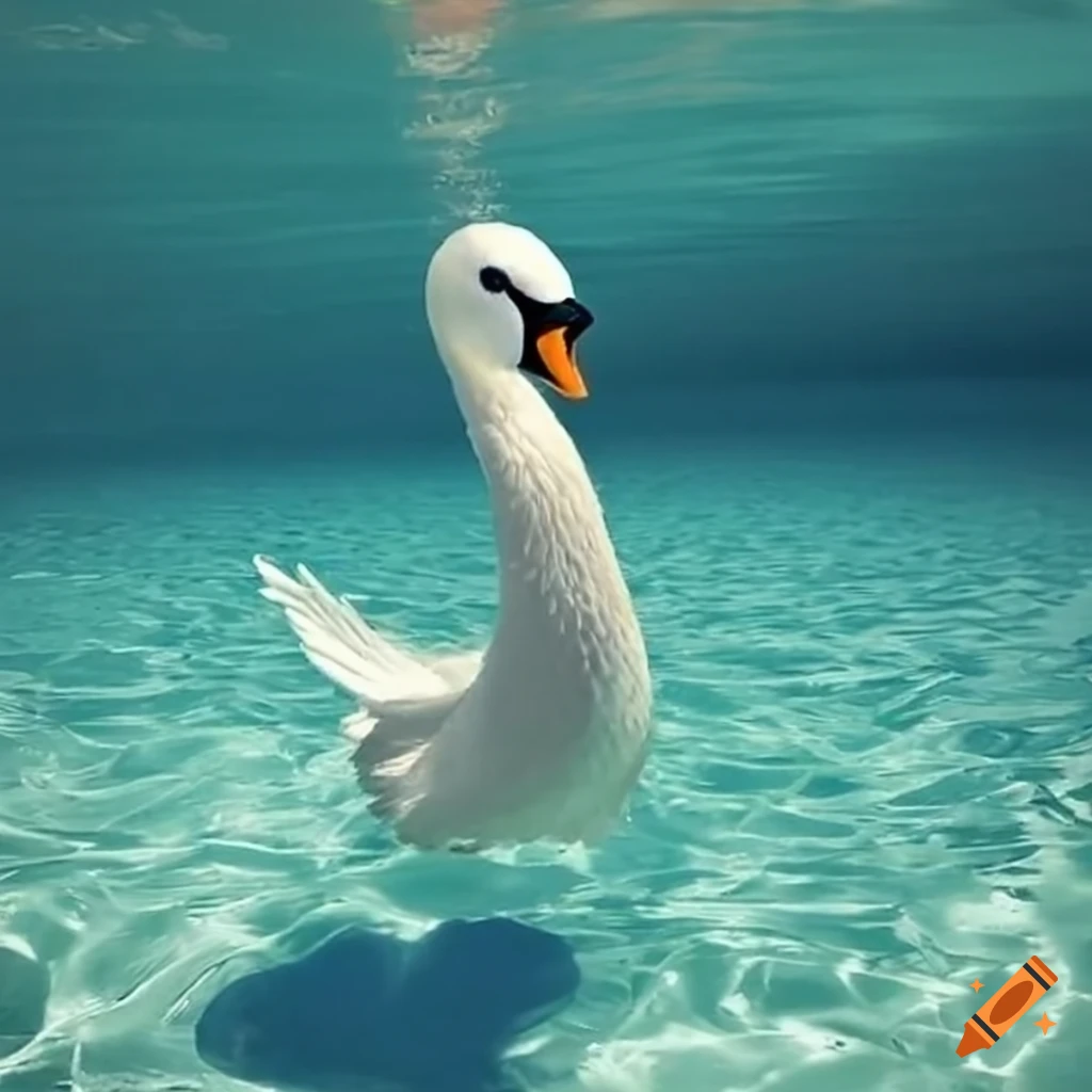 Image of a swimming superhero in a swan costume on Craiyon
