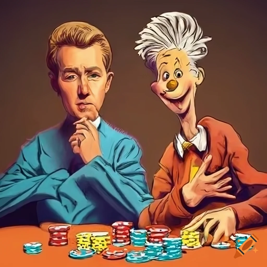 Colorful illustration of Matt Damon and Edward Norton playing poker on ...