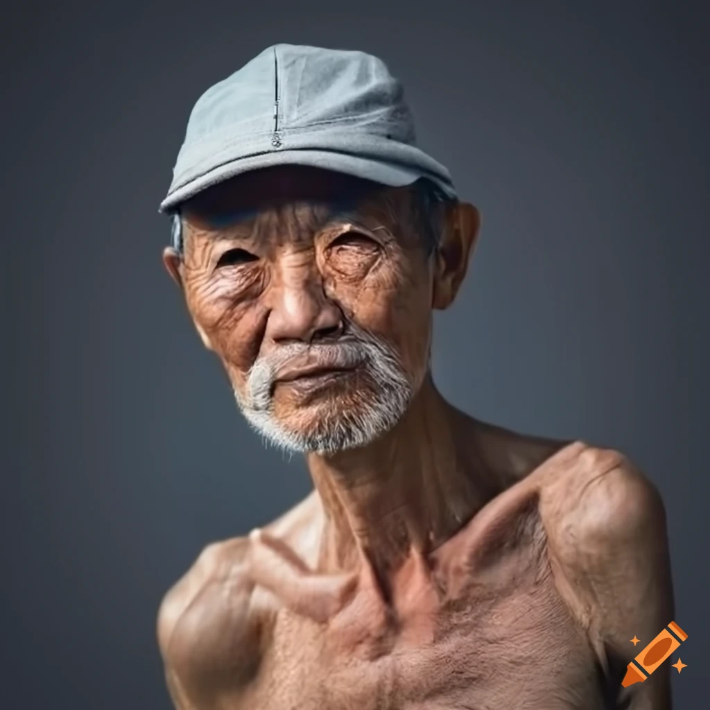 Photo of a stylish Japanese man with a beard and cane on Craiyon