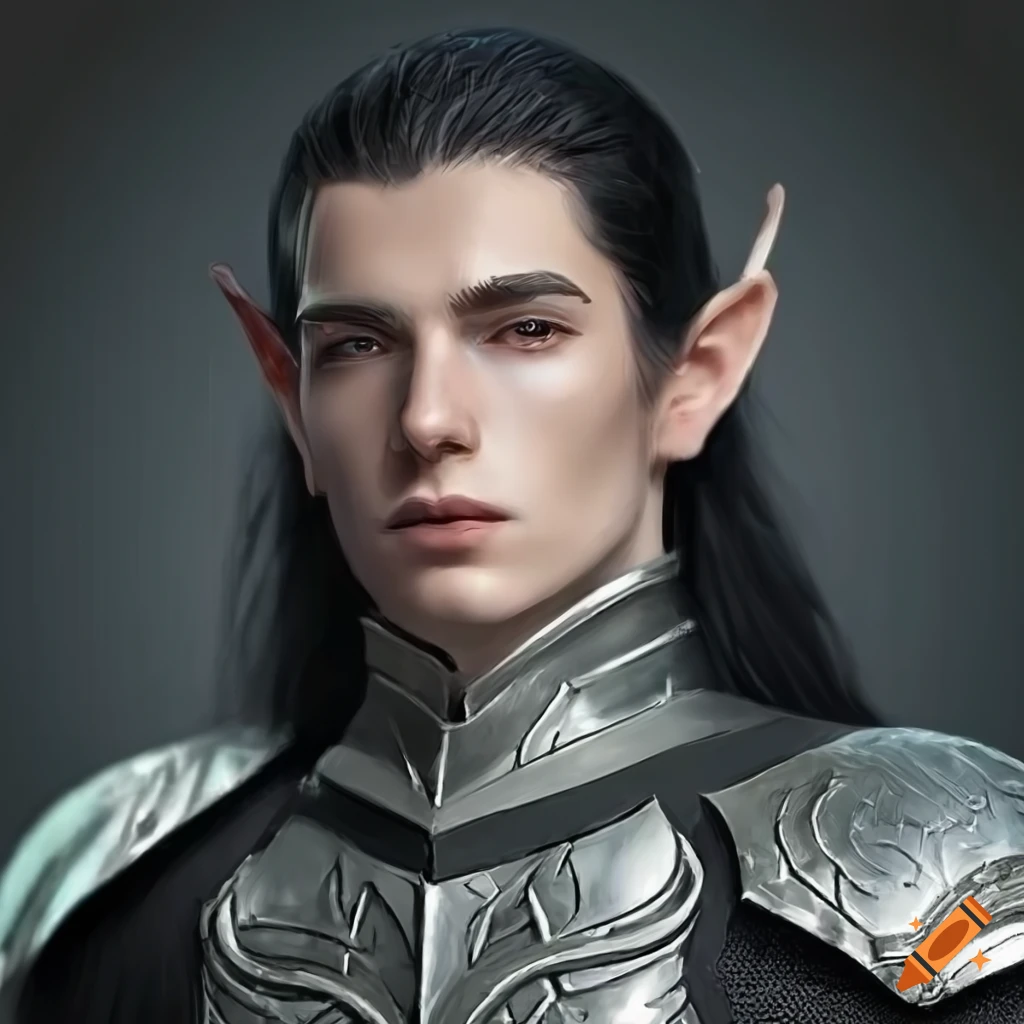 Character Design Of A Male Tolkien Elf In Silver Armor