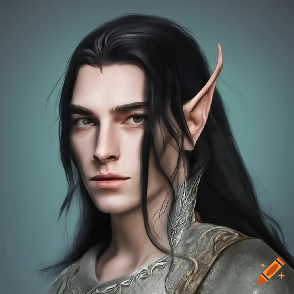 Model sheet of a male tolkien elf in hunter outfit on Craiyon