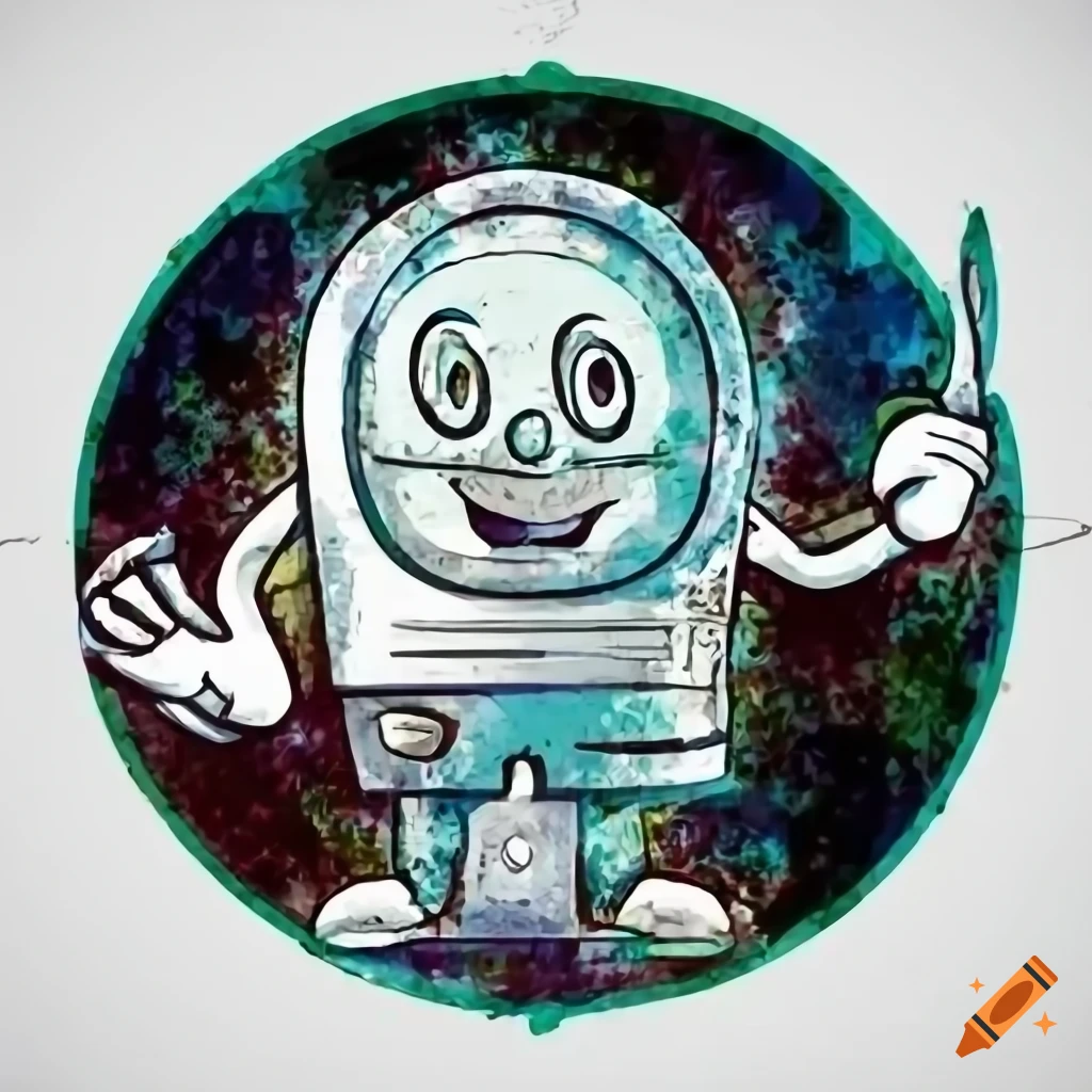 Retro monochrome mascot of a software developer