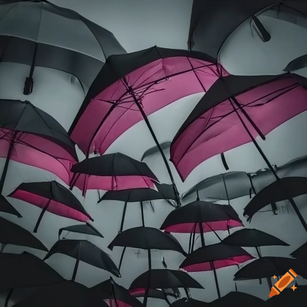 Umbrellas in a crowd