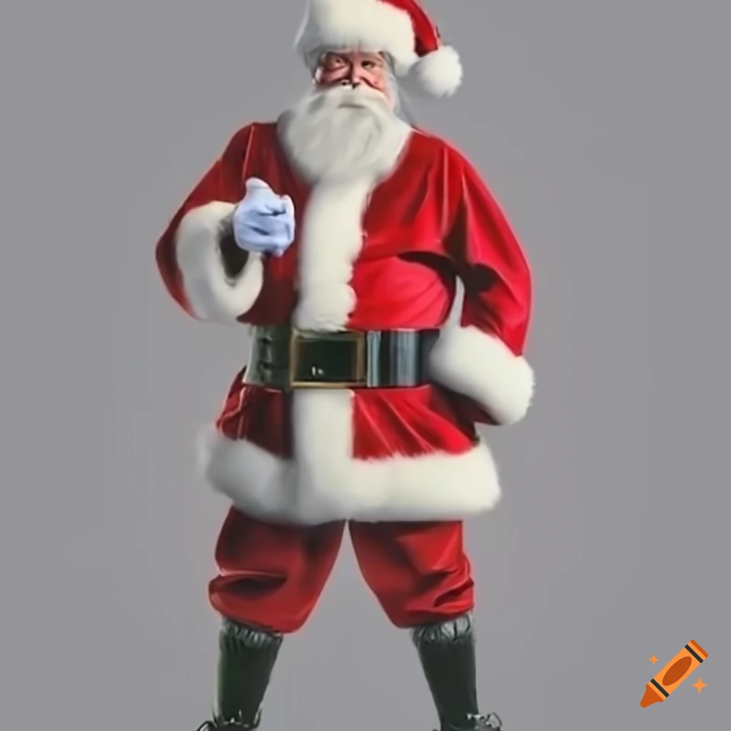 Full body profile of santa claus
