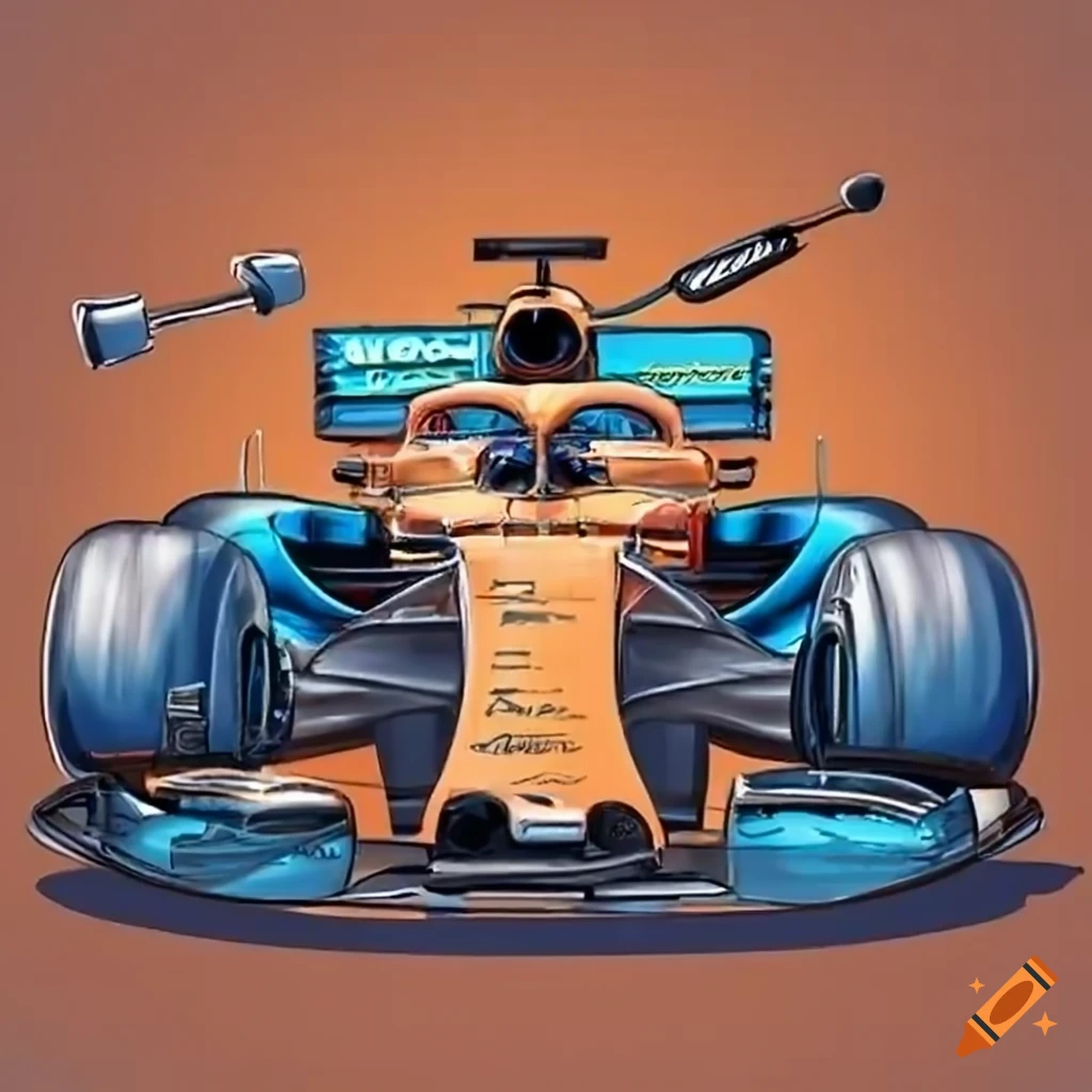 Cartoon of a mclaren formula 1 pit stop on Craiyon