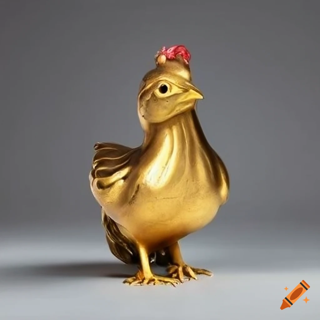Bronze statue of a baby golden chicken