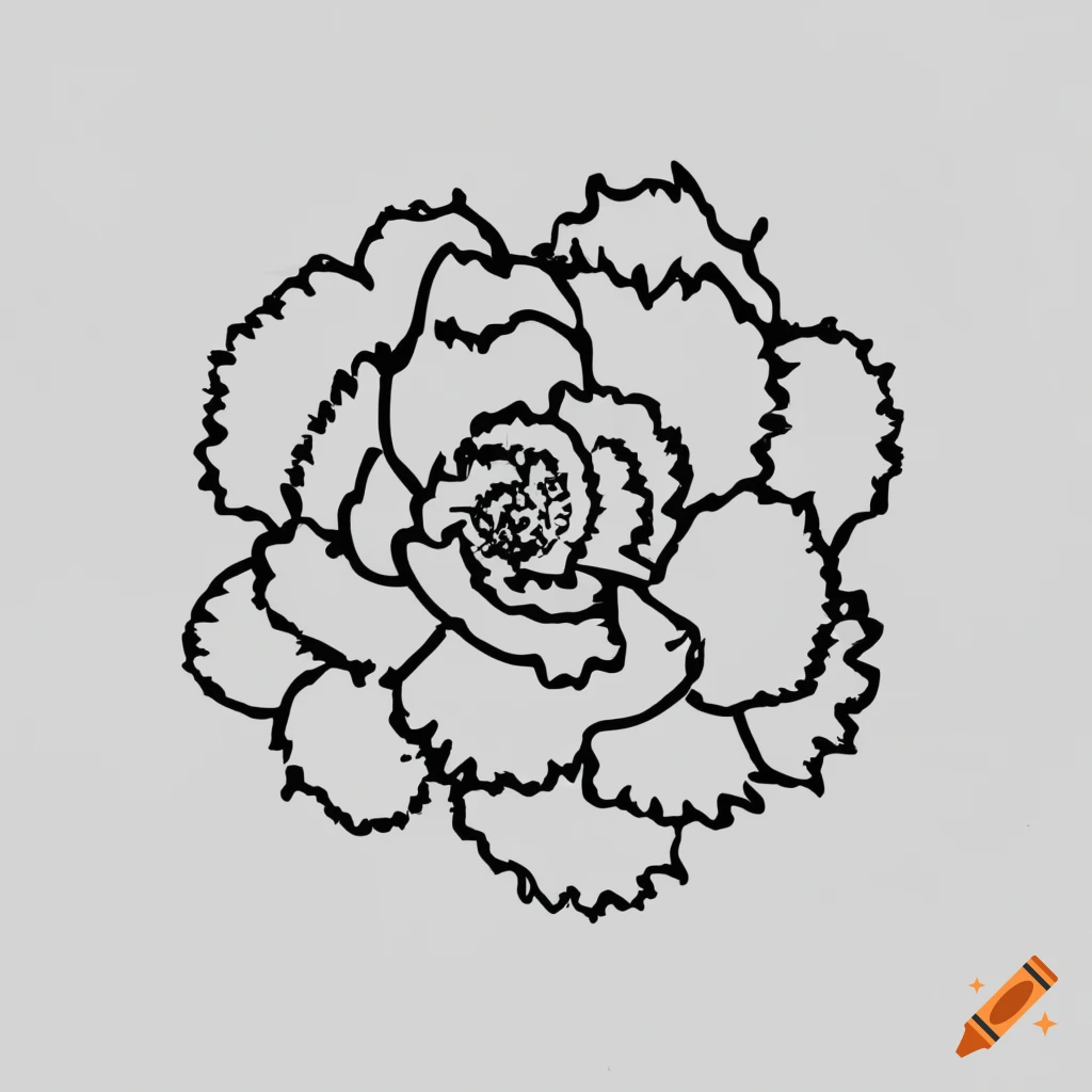 Bird's eye view of a black and white carnation on Craiyon