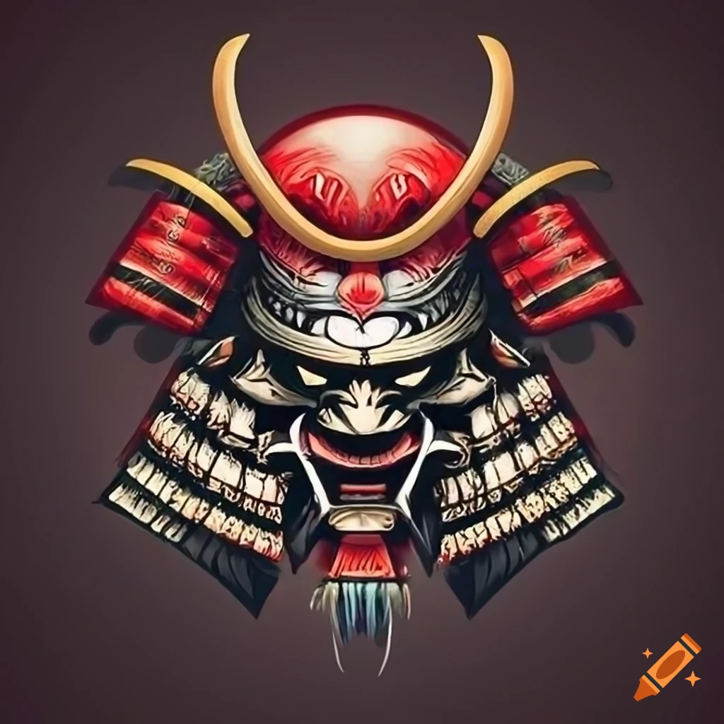 Samurai face logo in high definition on Craiyon