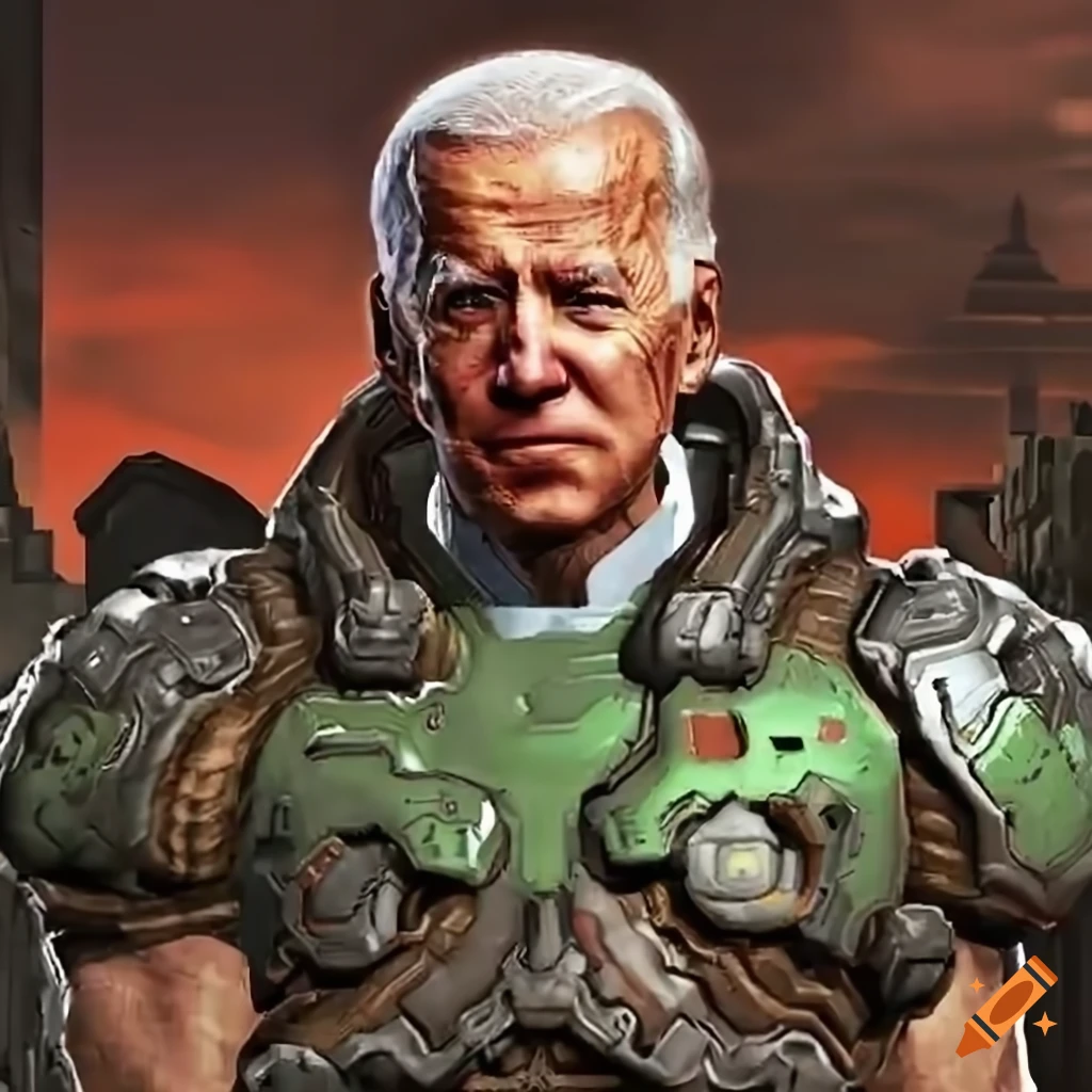 Screenshot of joe biden in doom ii game