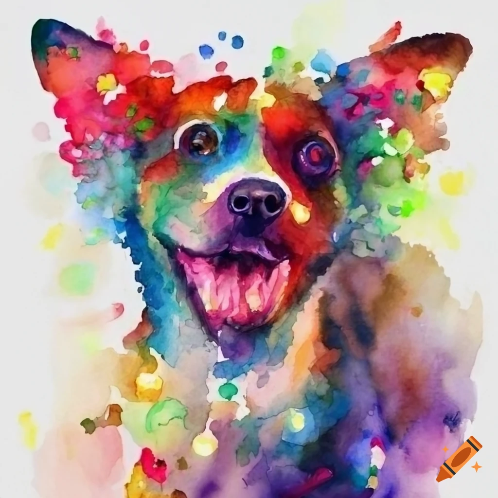 Festive watercolor dog portrait