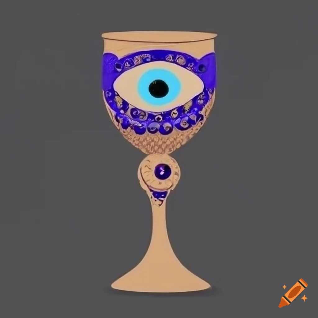 Goblet with evil eye design, figs, and eyeballs