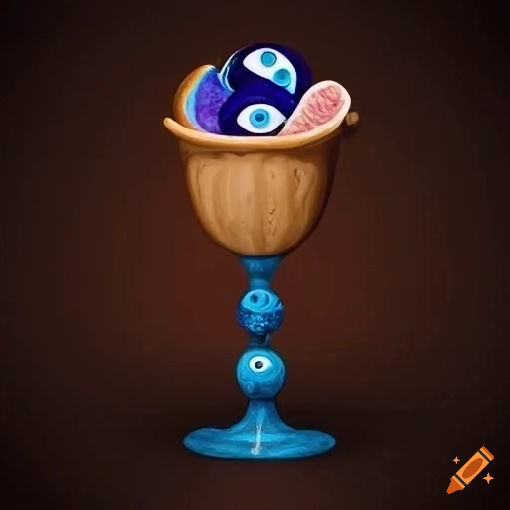 Goblet with evil eye design and figs