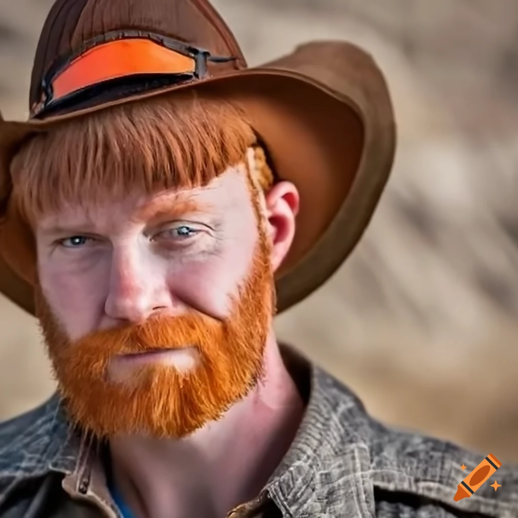 Image of a rugged red-haired miner in western attire on Craiyon