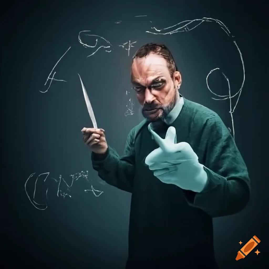 Mathematician calculating pi with knives in hand on Craiyon