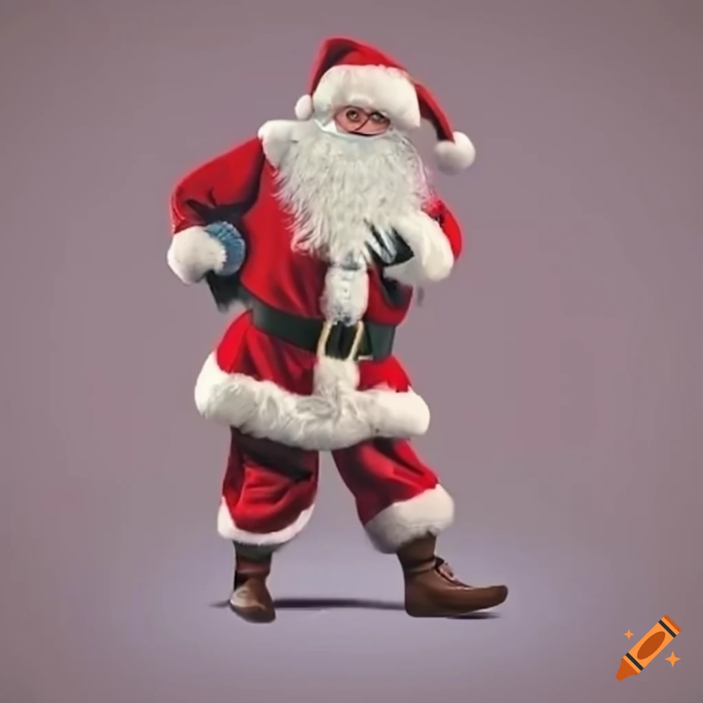 Full body profile of santa claus