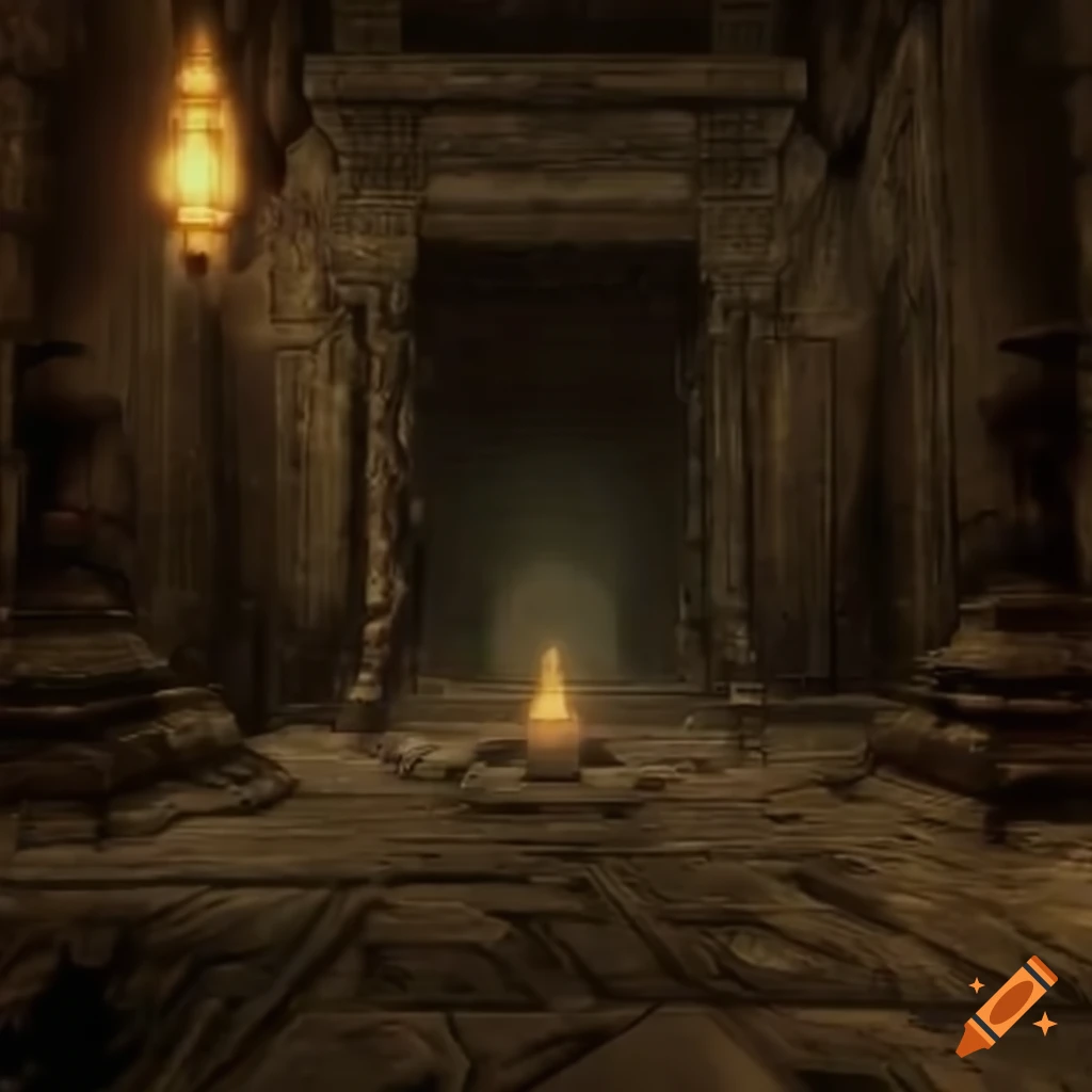 Dark temple from a video game
