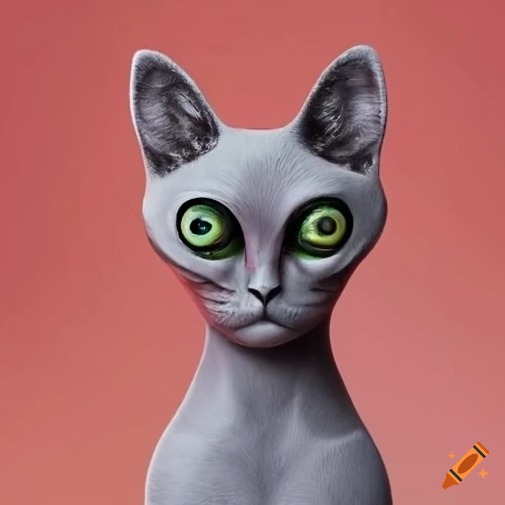 Artistic depiction of an alien cat with a flower-shaped head on Craiyon