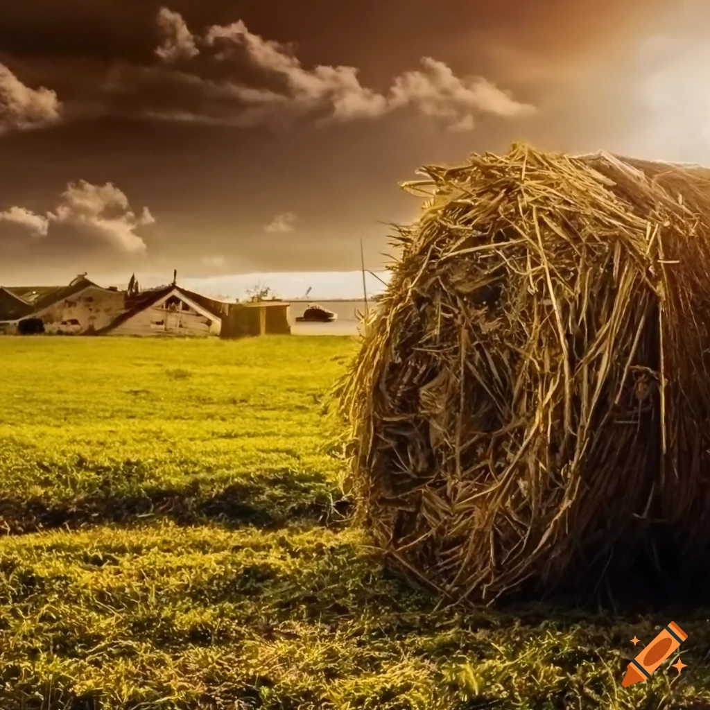 Colorful attic with hay on the floor on Craiyon