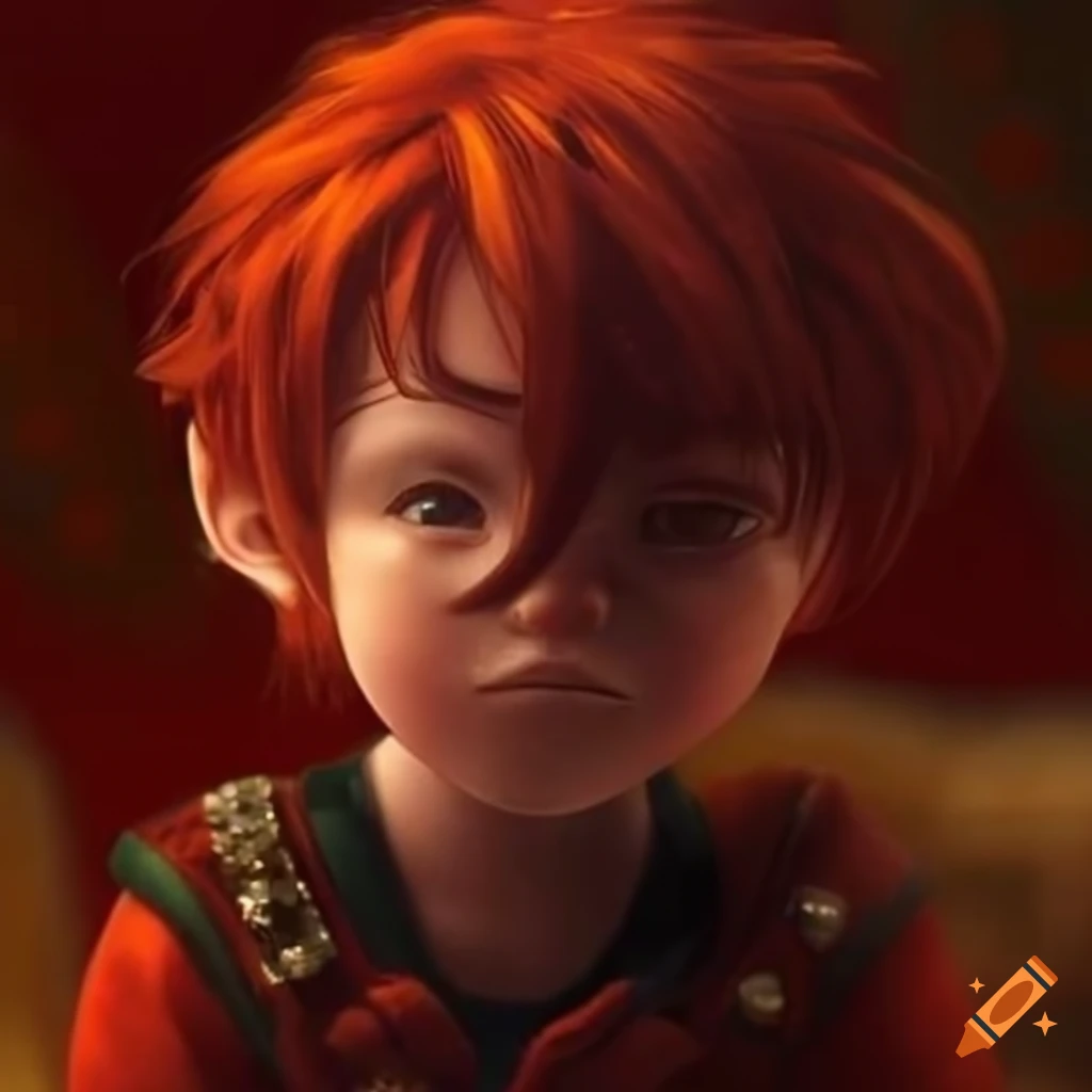 Boy with red hair and superhero costume on Craiyon