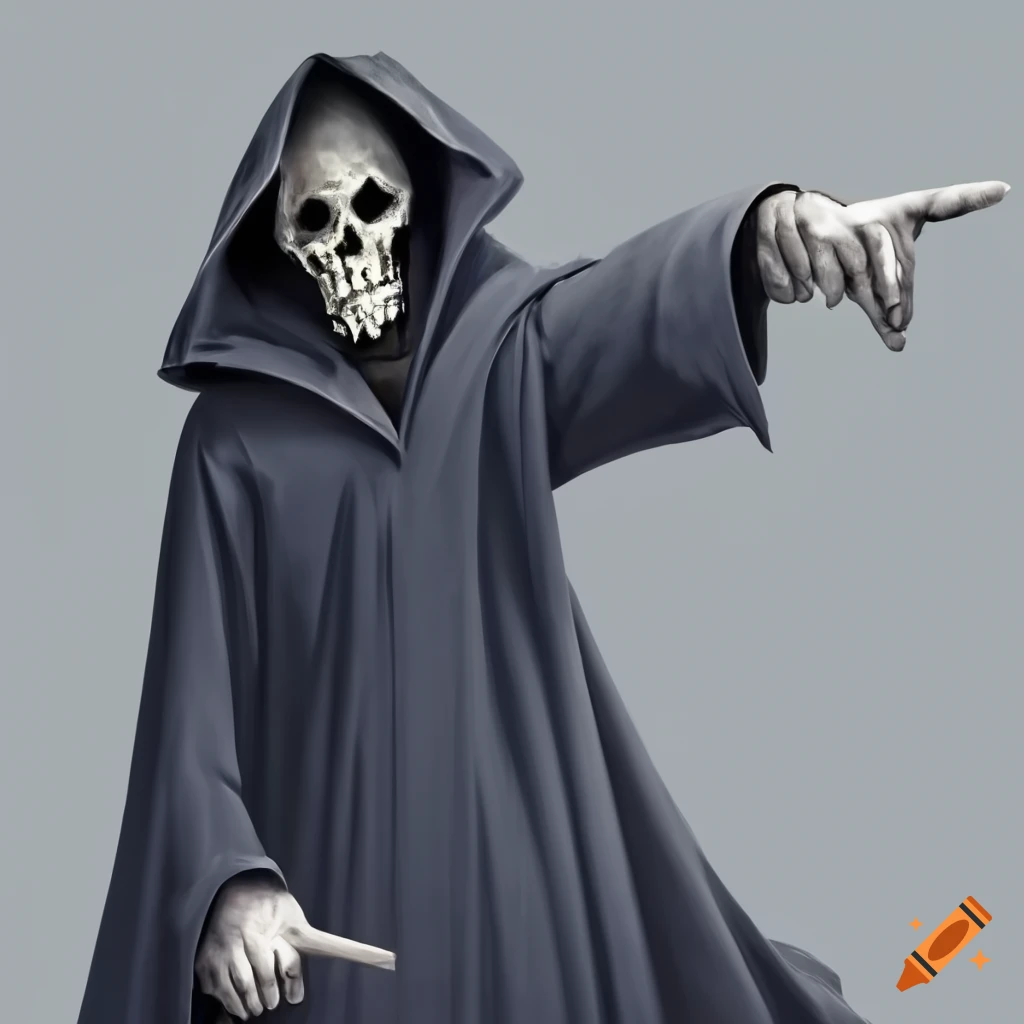 Illustration of a grim reaper pointing on Craiyon