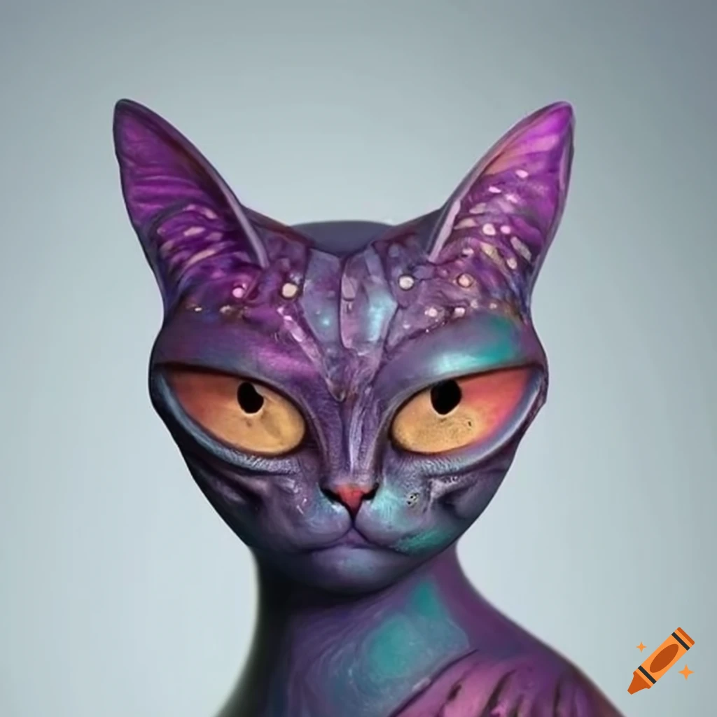 Abstract art of an alien cat with flower-shaped head on Craiyon