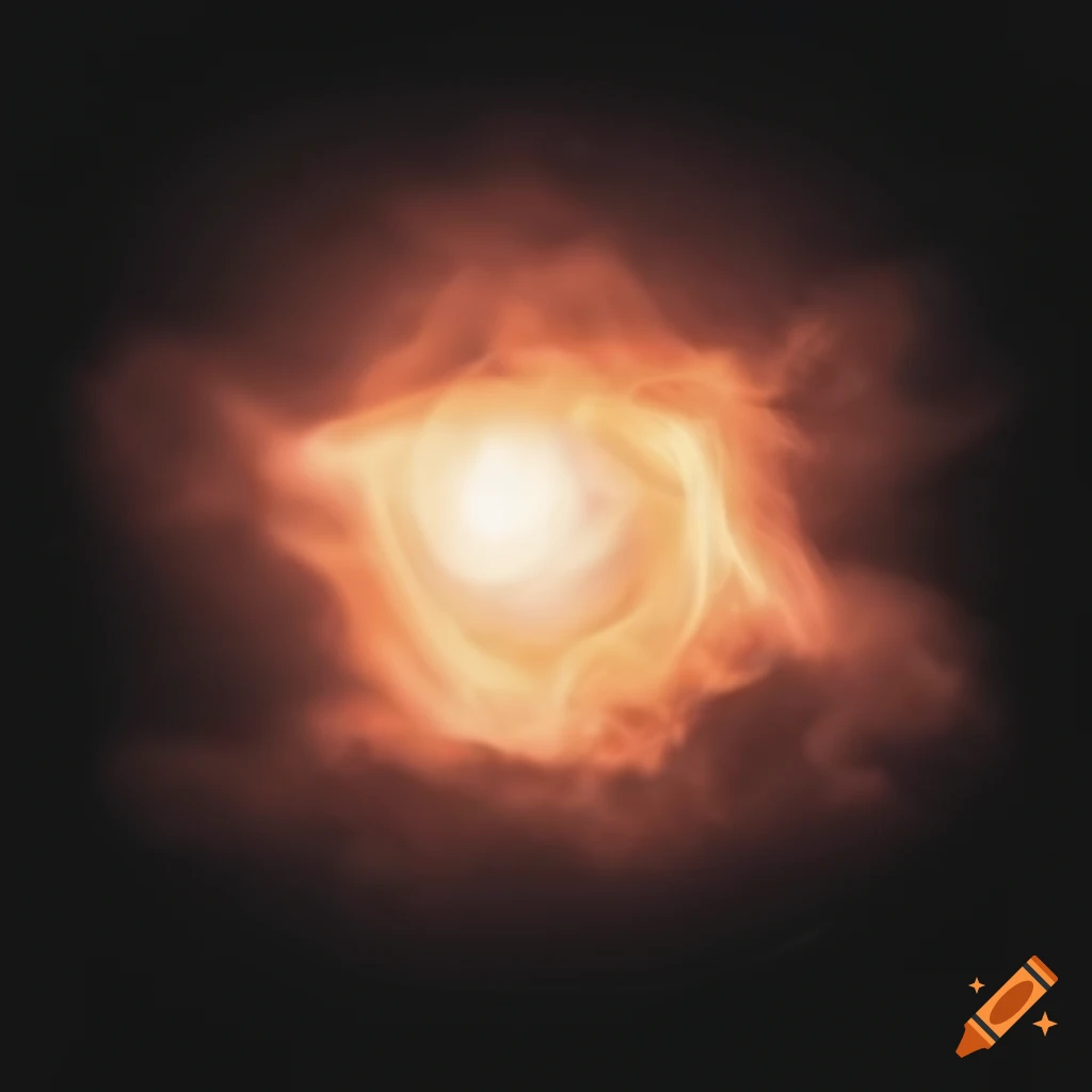 White fireball on black background