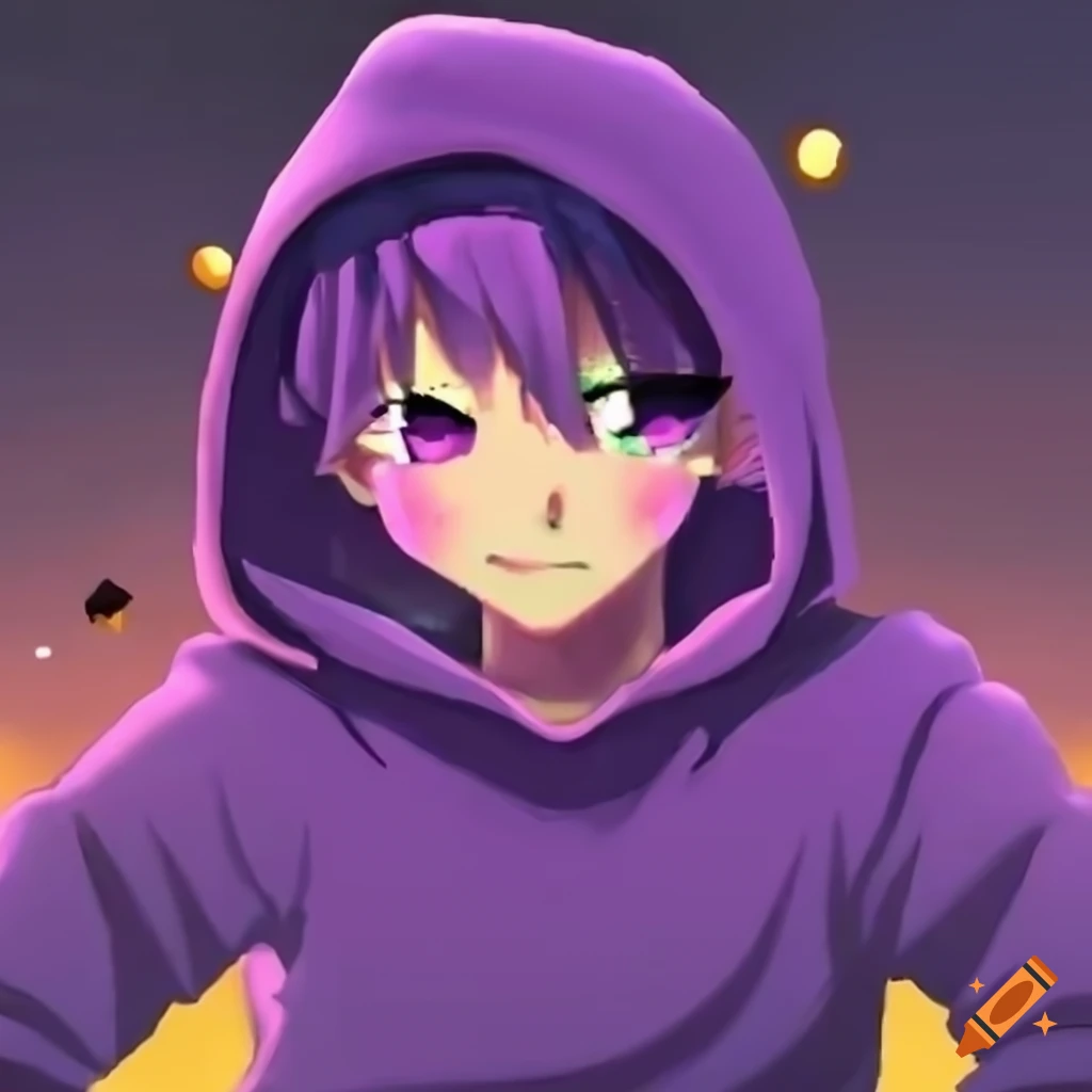 Purple themed youtube profile picture with assassin character in hoodie