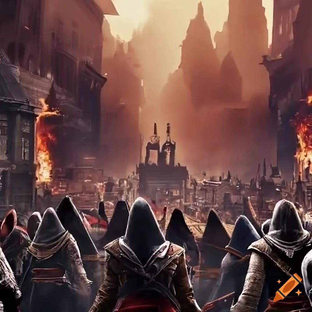 Screenshot of an intense scene in assassin's creed