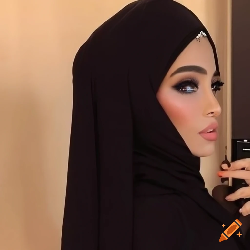 Portrait of a stunning arabian model wearing a hijab on Craiyon