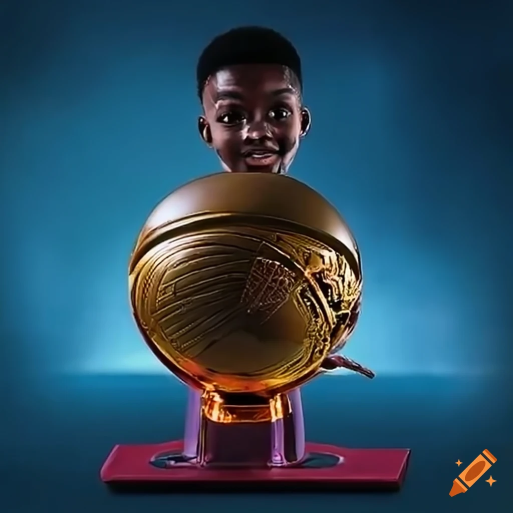 Young basketball prodigy with nba championship trophy