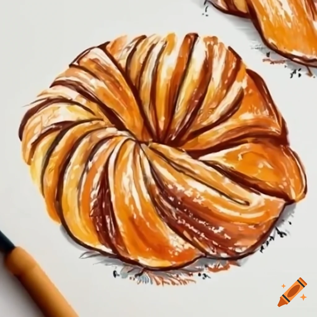 Sketch of a palmier puff pastry on Craiyon