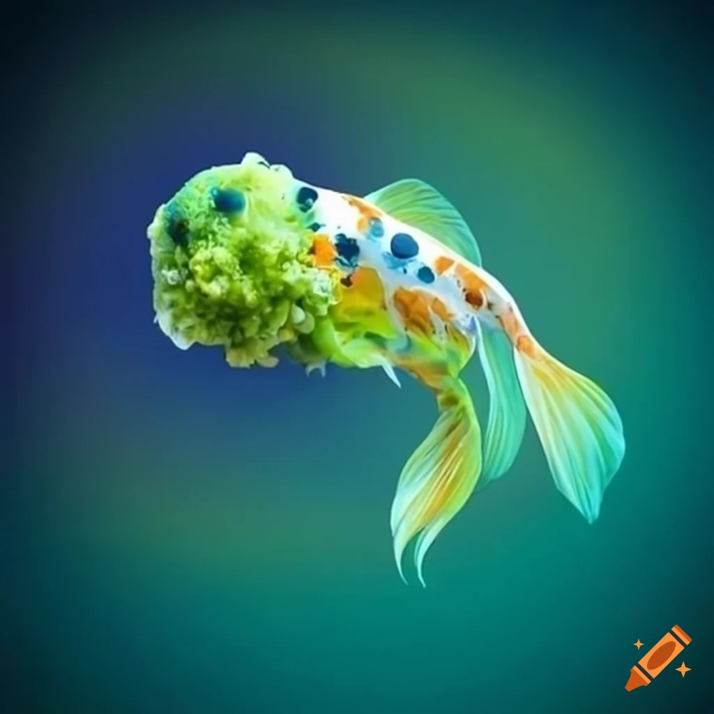 Creative art of a broccoli-inspired koi fish