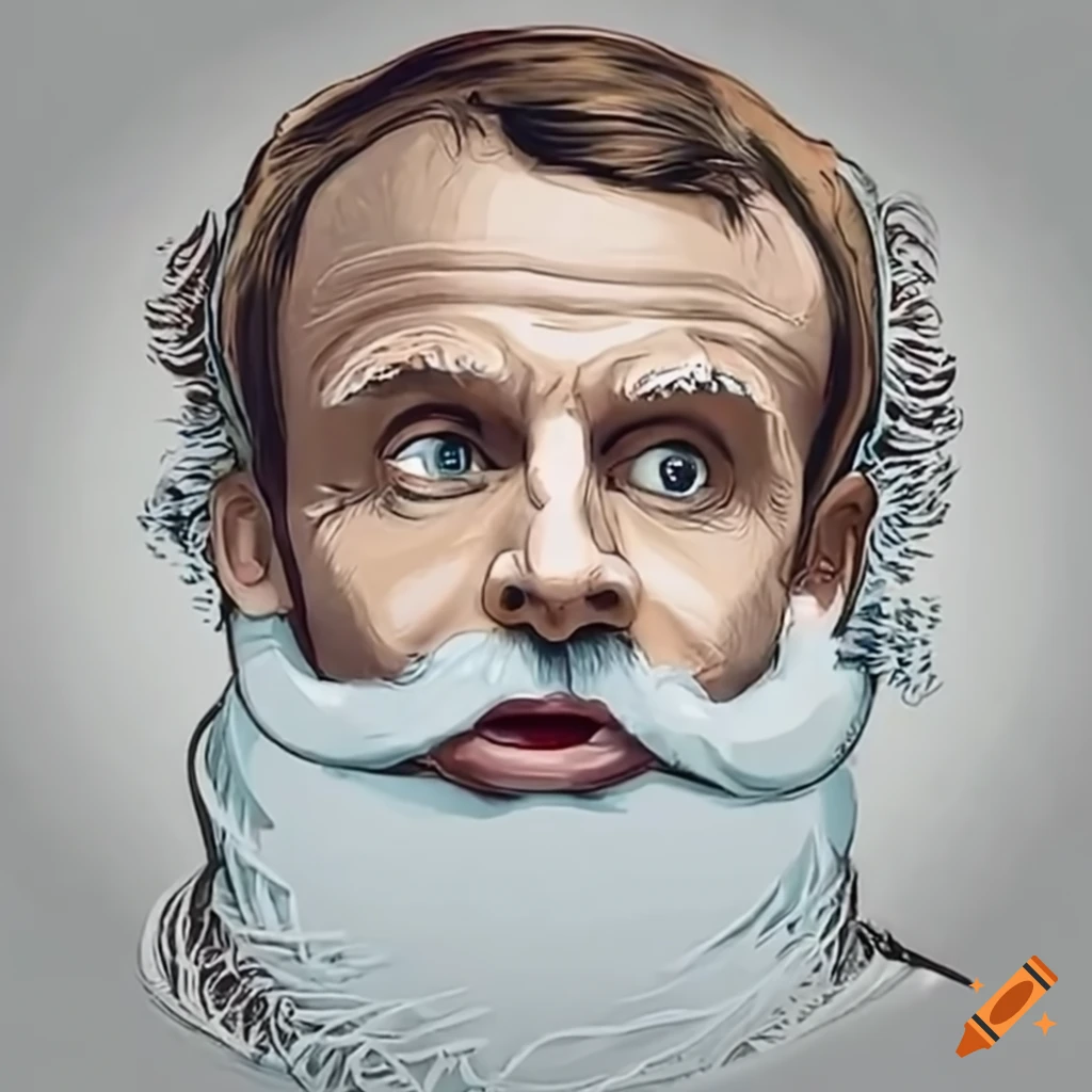 Macron dressed as santa claus winking on Craiyon