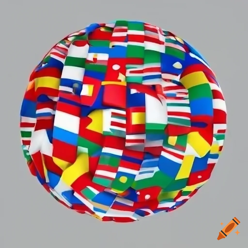 A 3d circle filled with various nation flags on Craiyon