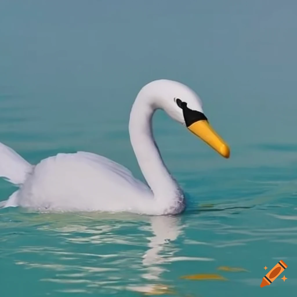 Image of a swimming superhero in a swan costume