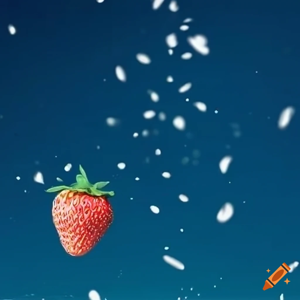 Strawberry falling from the sky on Craiyon