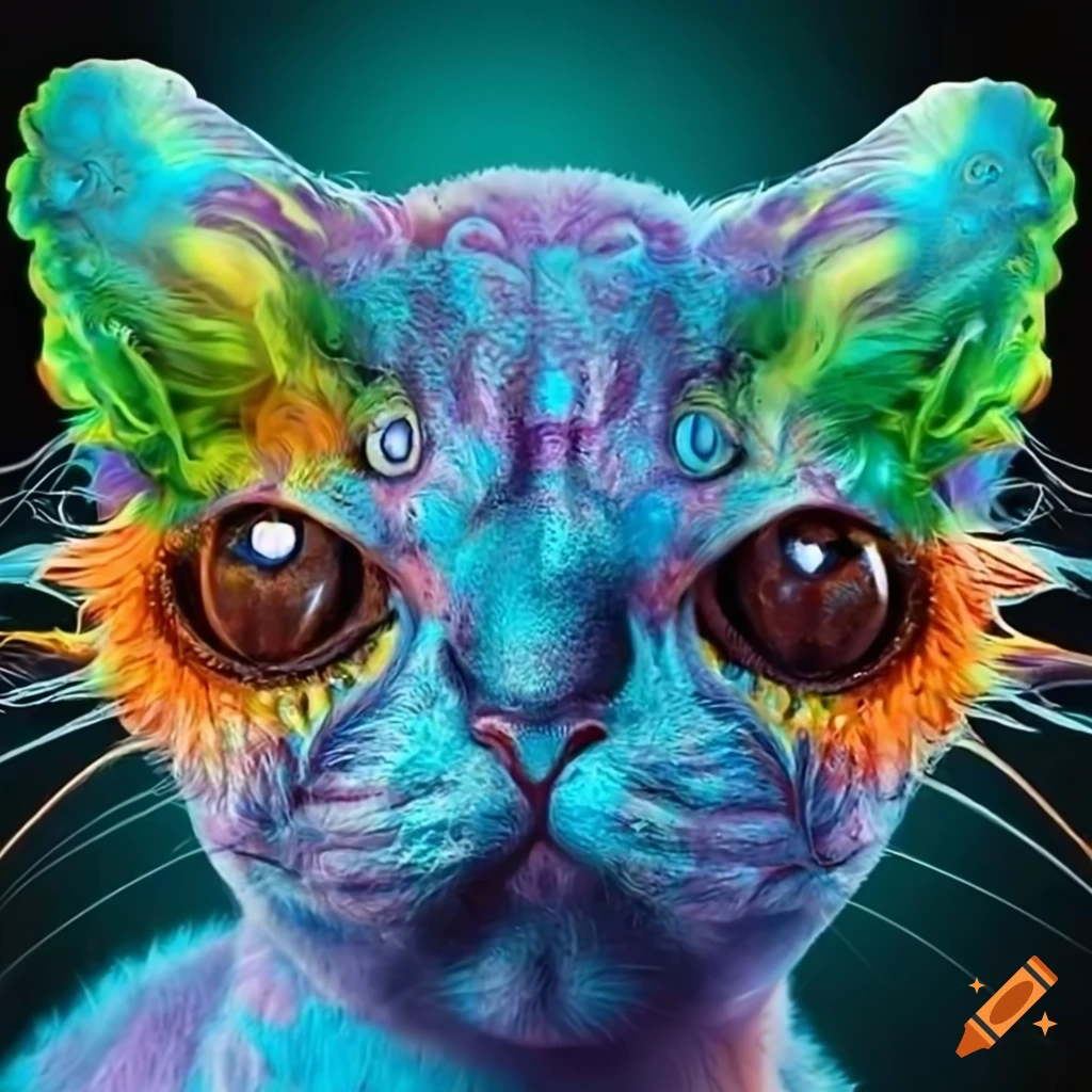 Digital art of an alien cat with a sunflower-shaped head on Craiyon