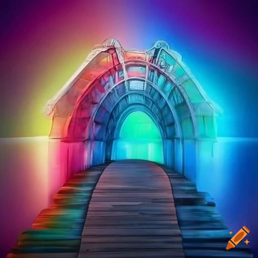 Image of a magical rainbow bridge between worlds on Craiyon