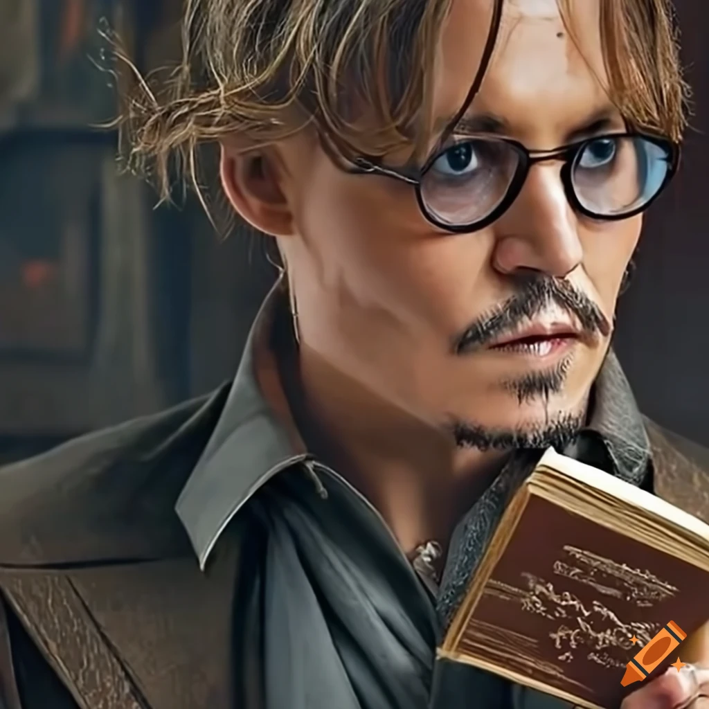 Johnny Depp as an alchemist historian with a magical book on Craiyon