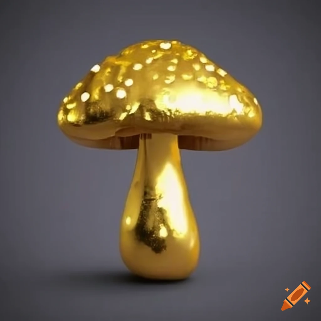 Golden mushroom growing on money on Craiyon