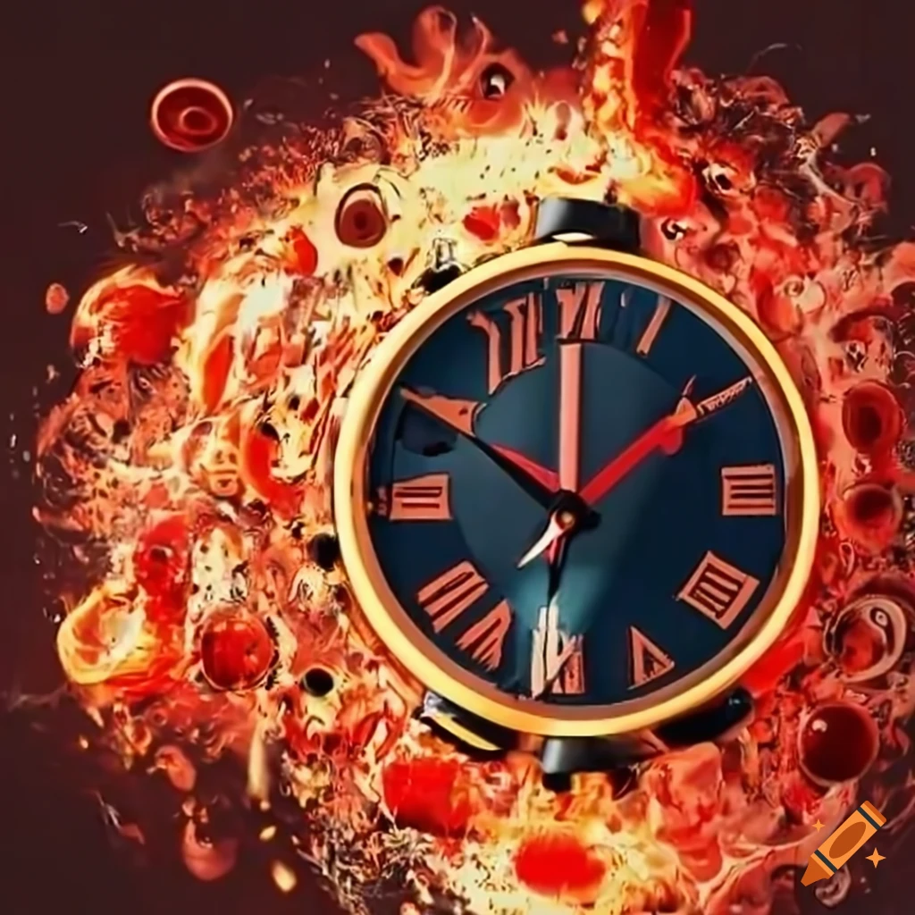 Conceptual image of an exploding clock
