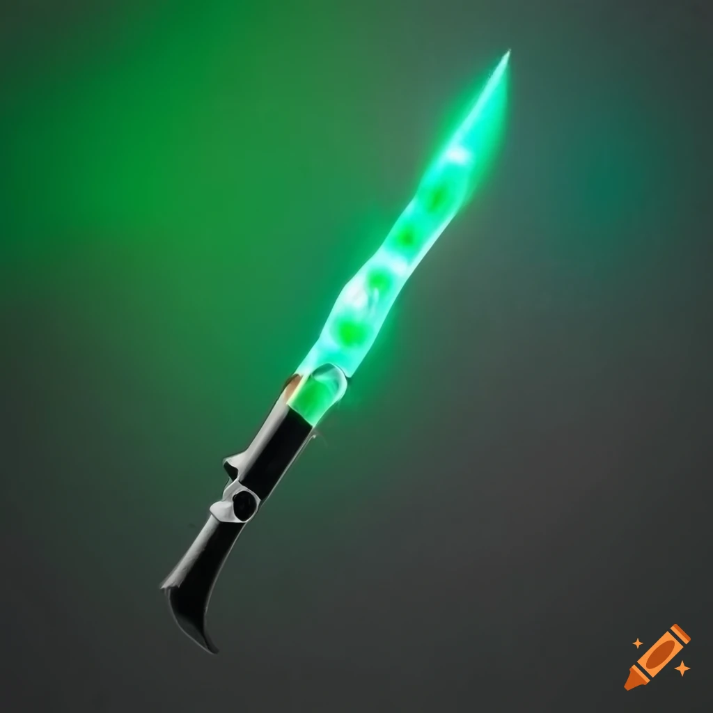 Image of a flute knife with glowing green blade