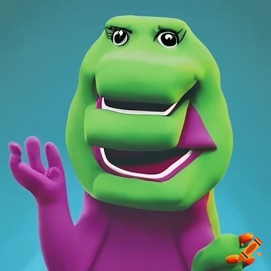Evangelion and barney the dinosaur crossover