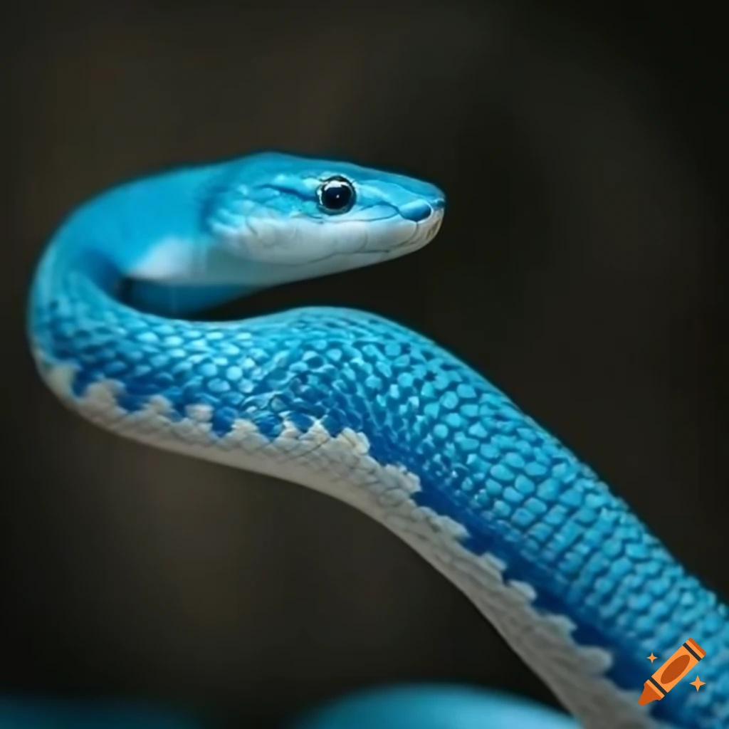 Cute realistic blue snake