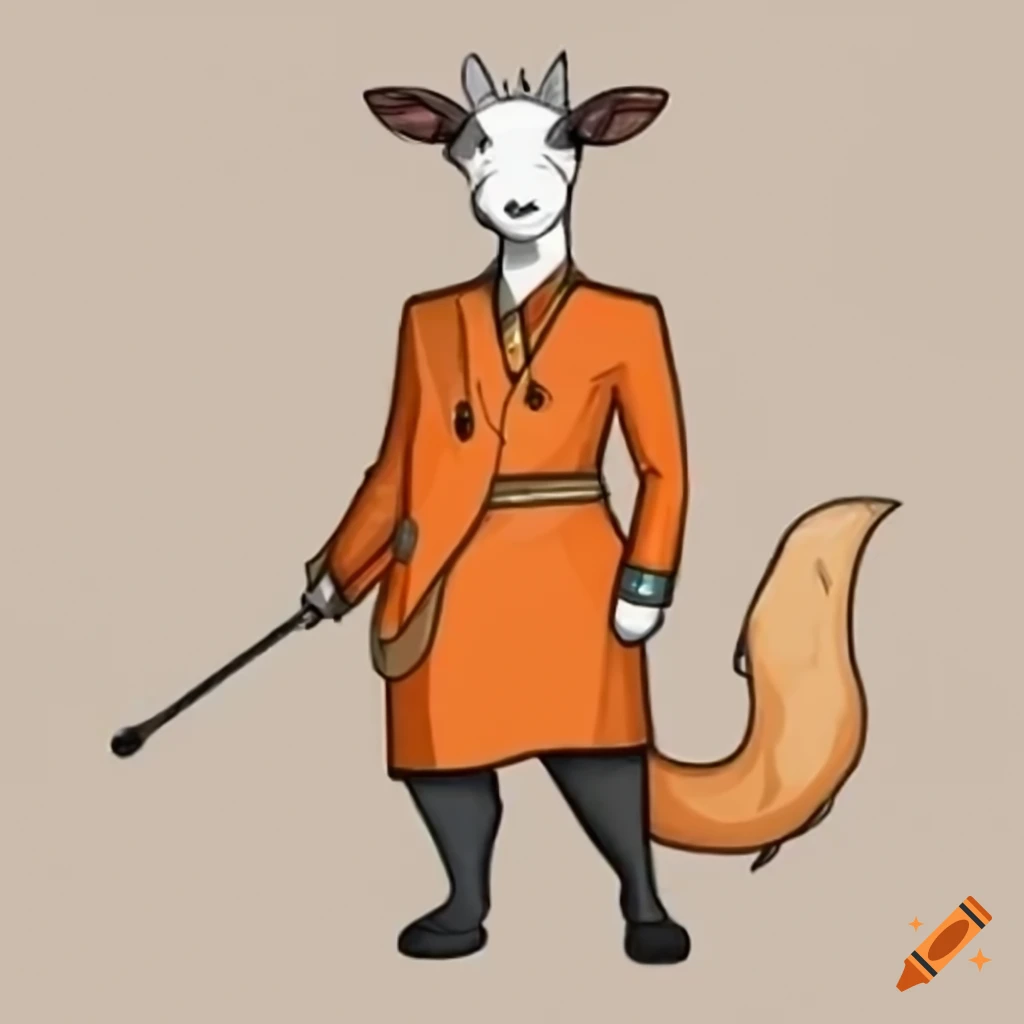 Anthro white goat in royal outfit holding a staff on Craiyon