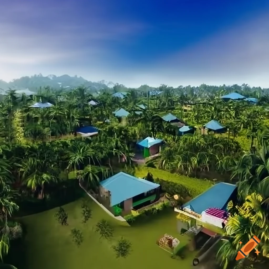 Photo-realistic render of suburban families in an eco-smart village