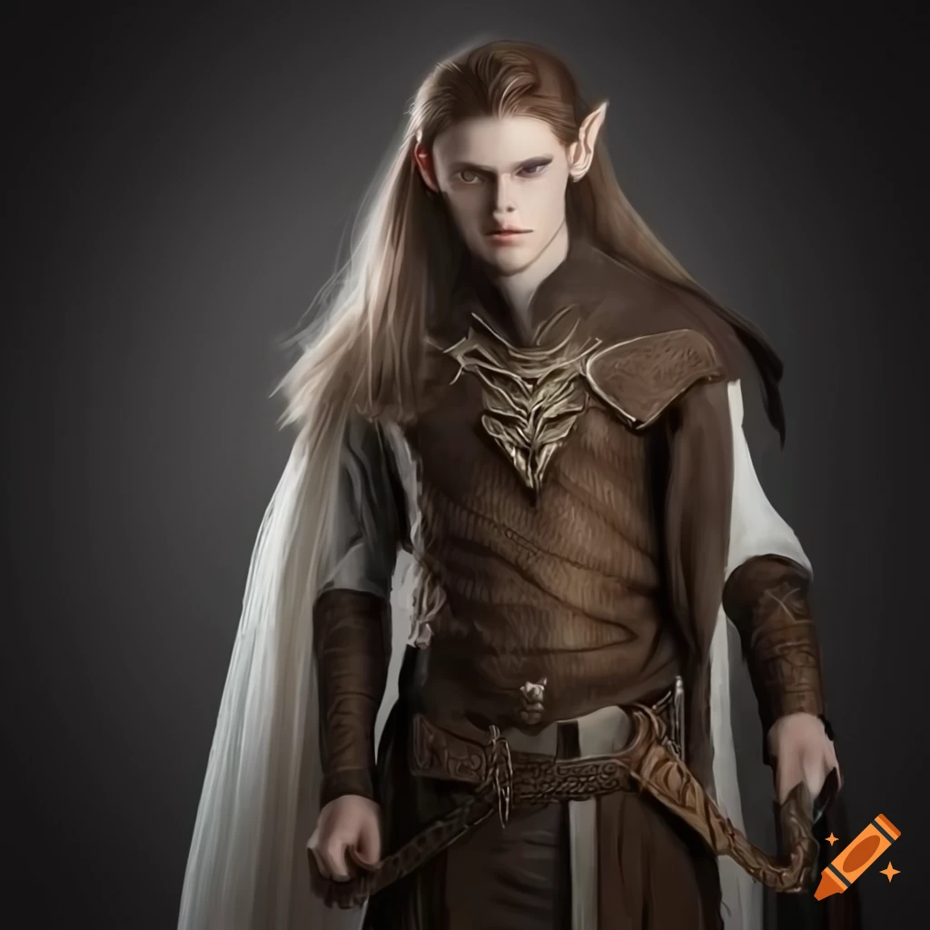 White winter elven hunter outfit for male tolkien elf on Craiyon