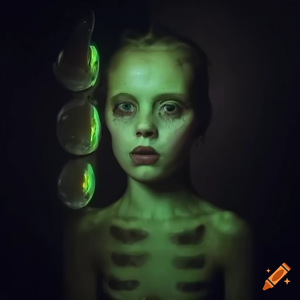 Creepy alien in a H R Giger-like environment on Craiyon